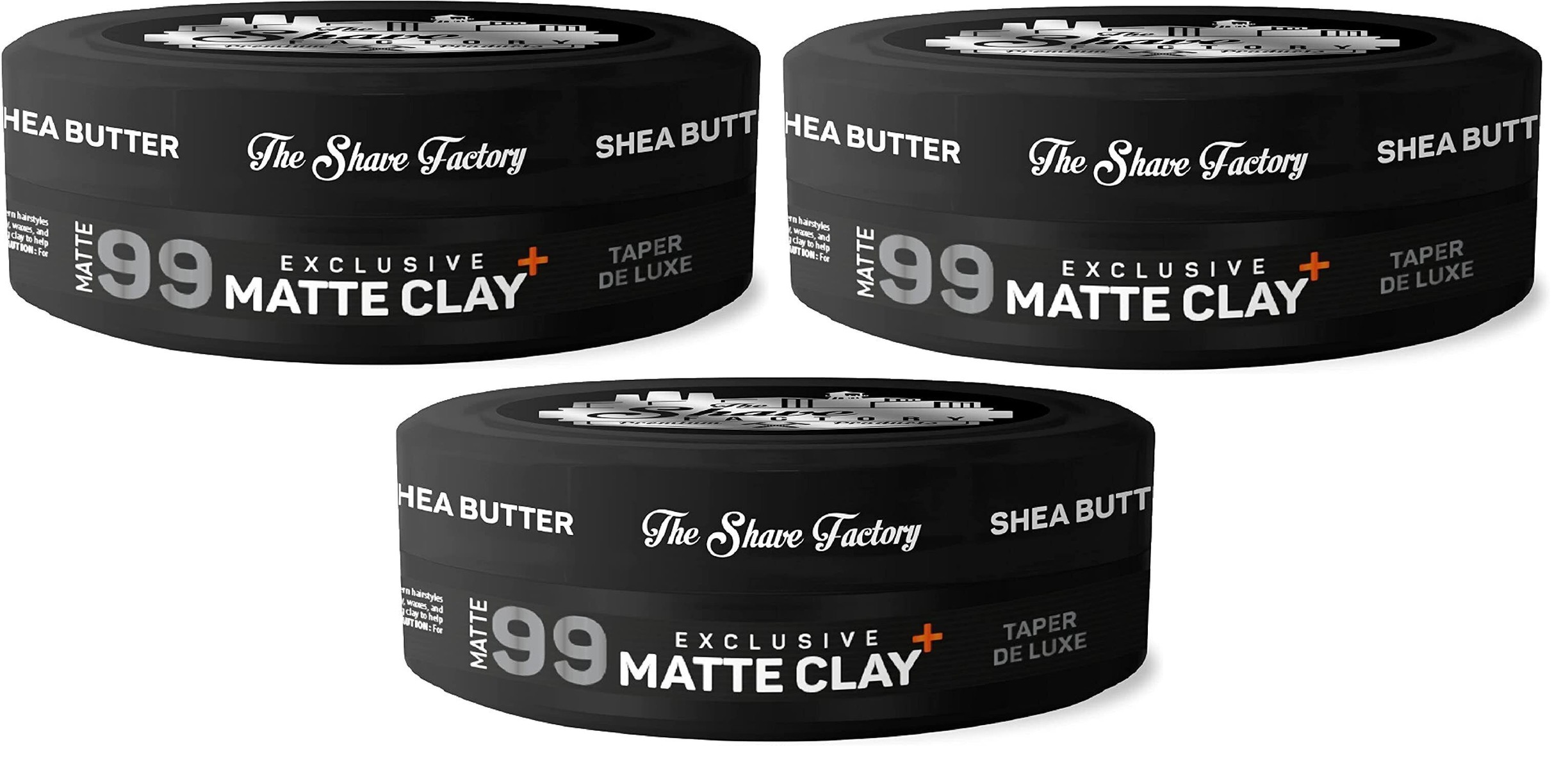 The Shave Factory hair pomade clay matte 99 with shea butter 150ml x3 ...