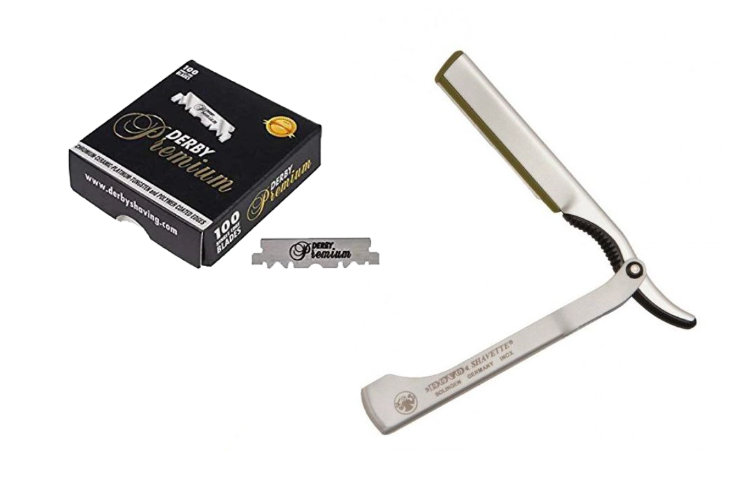 Dovo Silver Shavette Satin Razor + 100 Blades | Shaving Market