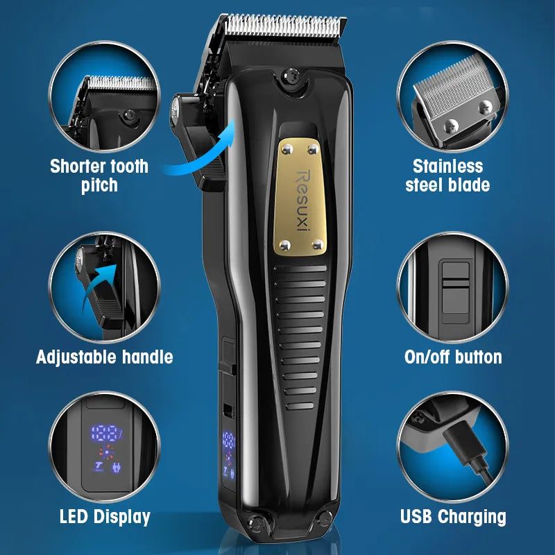 Resuxi Rechargeable Hair Clipper with LED Display – Shaving Market
