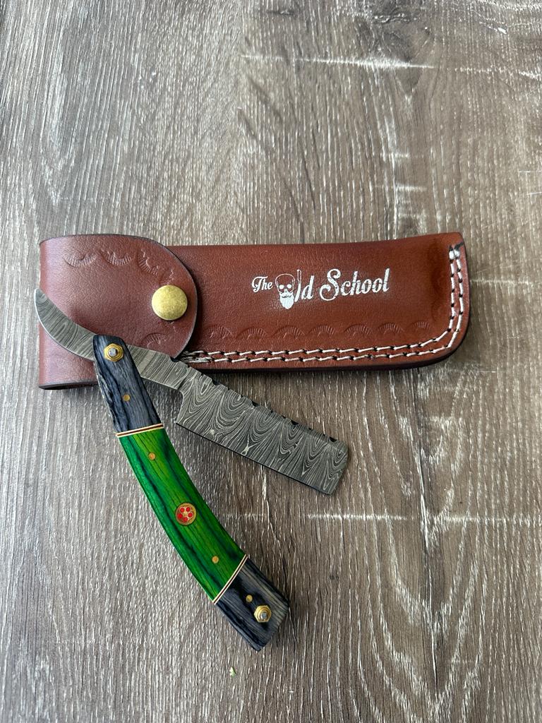 The Old School Damascus Steel Vintage Straight Razor Cut Throat Barber ...