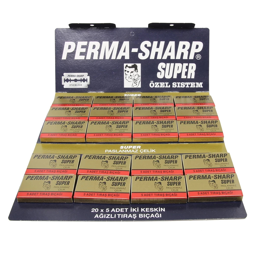Perma Sharp Double Edge Razor Blades Hanging Card - Pack of 100 ...